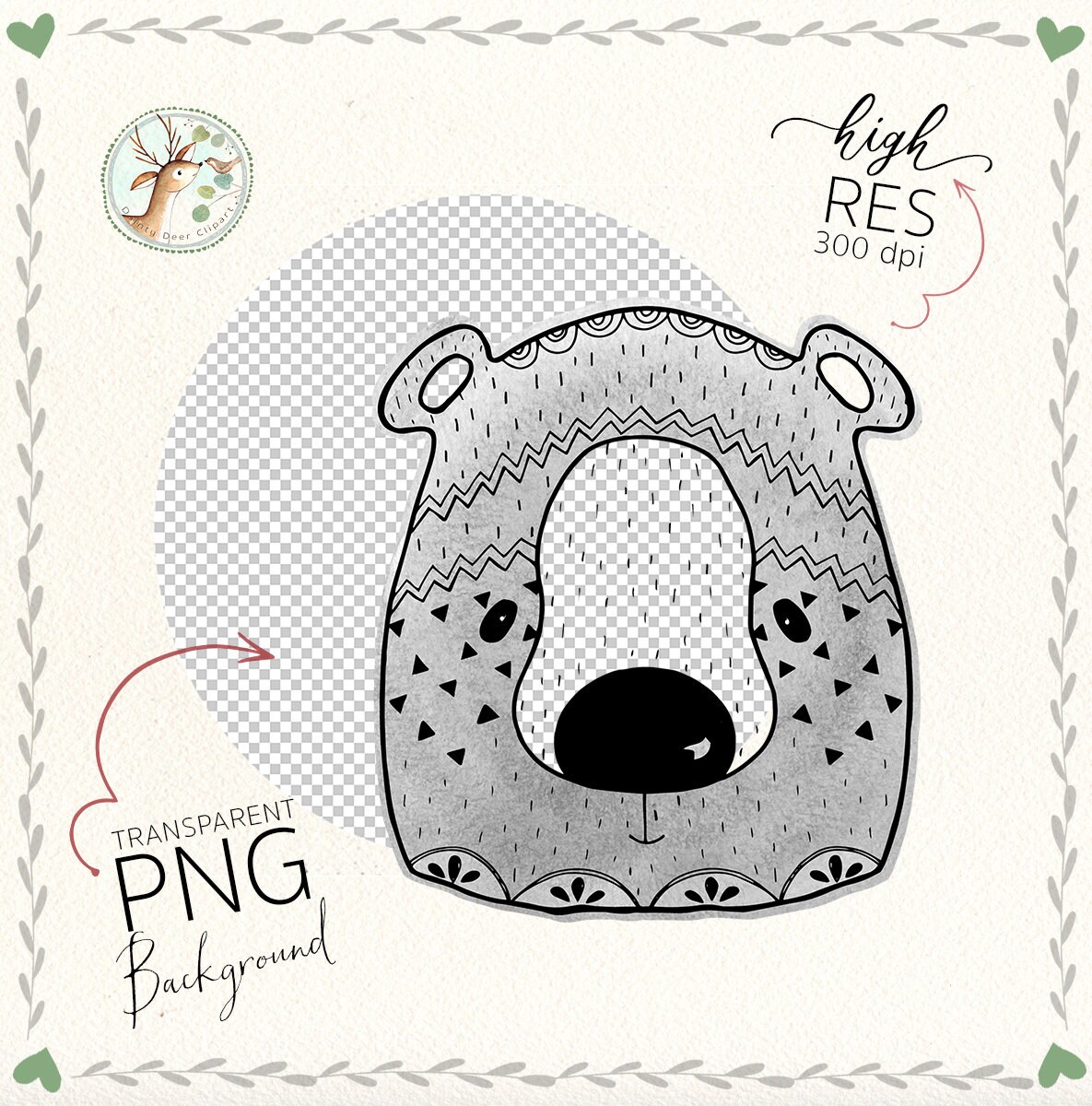 Woodland Animals Clipart Tribal Woodland Animals Clipart - Etsy