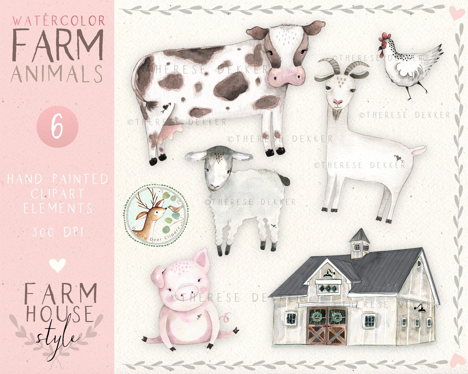Farm Animals Watercolor Clipart Farm Clipart Printable Farm - Etsy