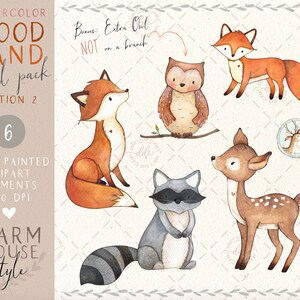 Watercolor Woodland Animals Clipart, Watercolor Forest Animals Clip Art ...