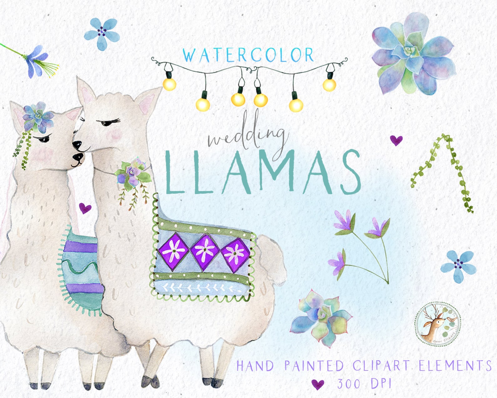 Watercolor Llamas Clipart Watercolor Alpaca Clipart Wedding - Etsy