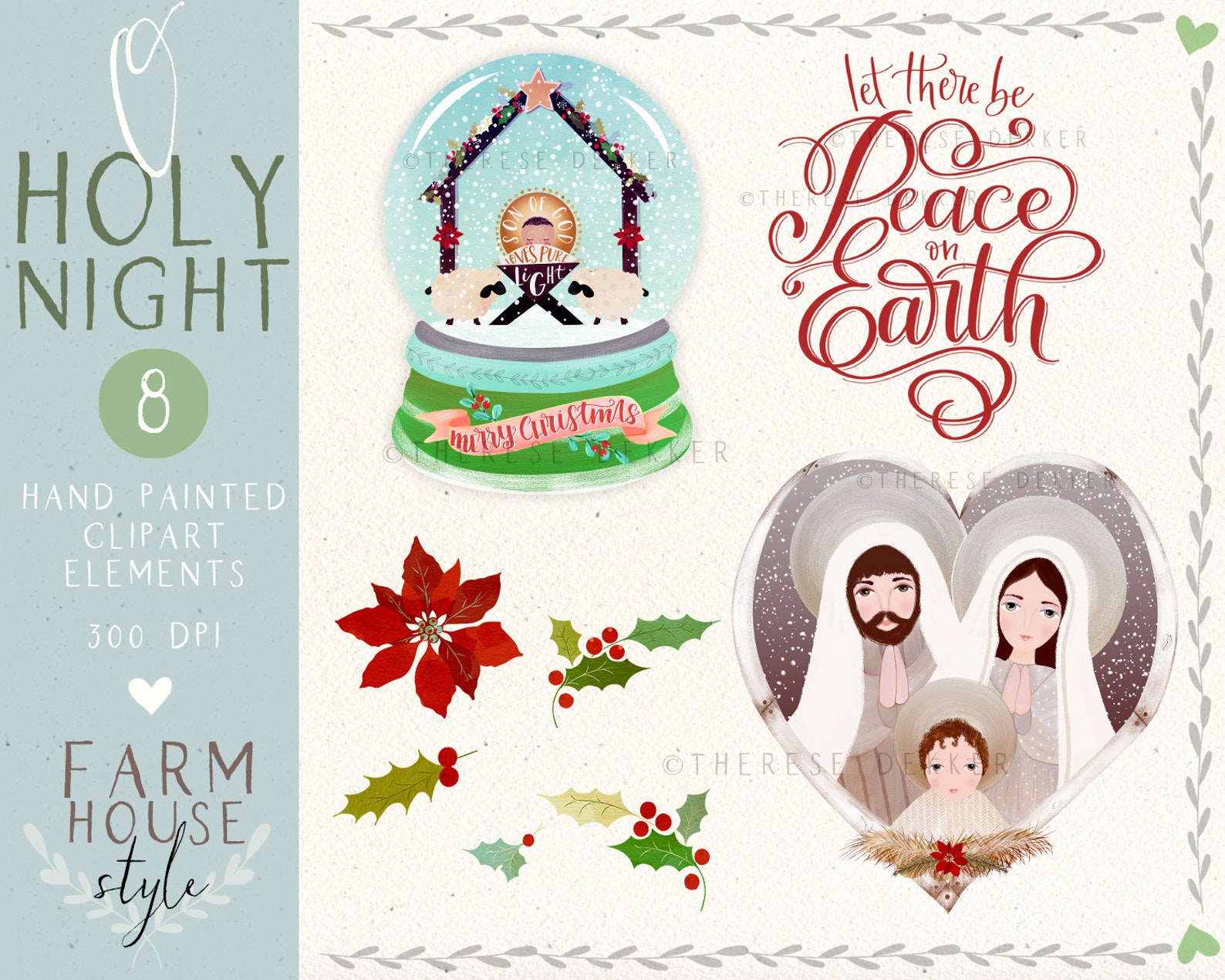 Nativity Clipart, Holy Family Clipart, Religious Clipart, Hand Lettered ...