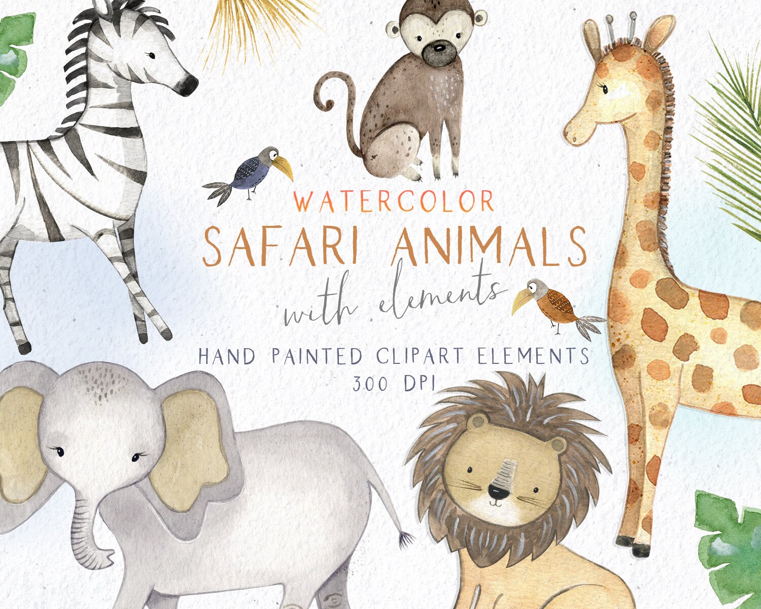 Watercolor Safari Clipart Watercolor Jungle Clipart Safari - Etsy