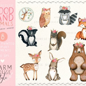 Woodland Animals Clipart, Woodland Clip Art, Watercolor Woodland ...
