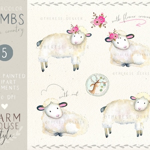 Watercolor Lambs Clipart, Watercolor Sheep Clipart, Baby Sheep Clipart ...