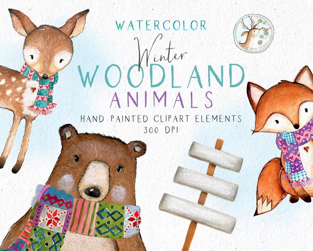 Christmas Clipart, Winter Clipart, Christmas Woodland Animal, Winter ...