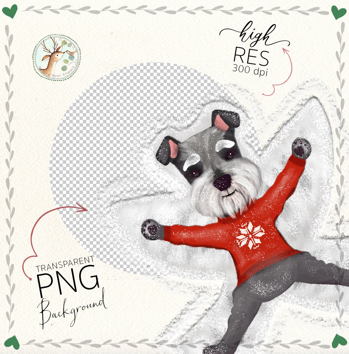 Dog Clipart, Winter Clip Art, Puppy Clipart, Angels in Snow Clip Art ...