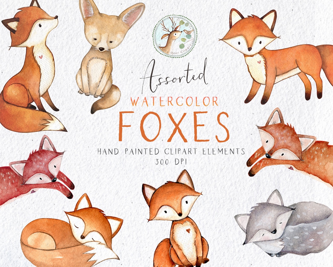 Watercolor FOXES, Woodland Animals Clipart, Watercolor Forest Animals ...