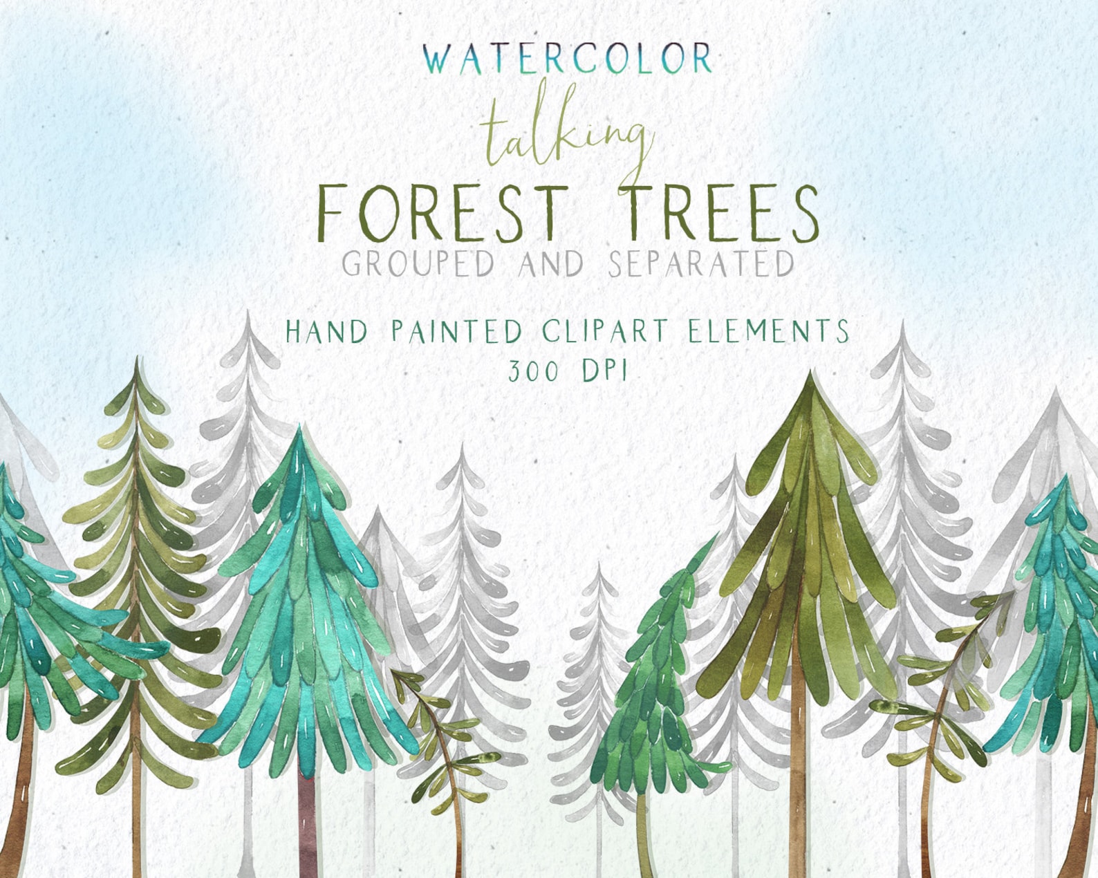 Watercolor Trees Clipart Pine Trees Spruce Trees Fir Trees | Etsy