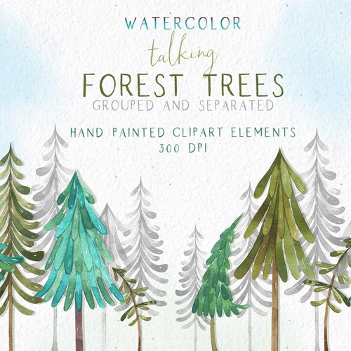 Watercolor Trees Clipart Pine Trees Spruce Trees Fir Trees | Etsy
