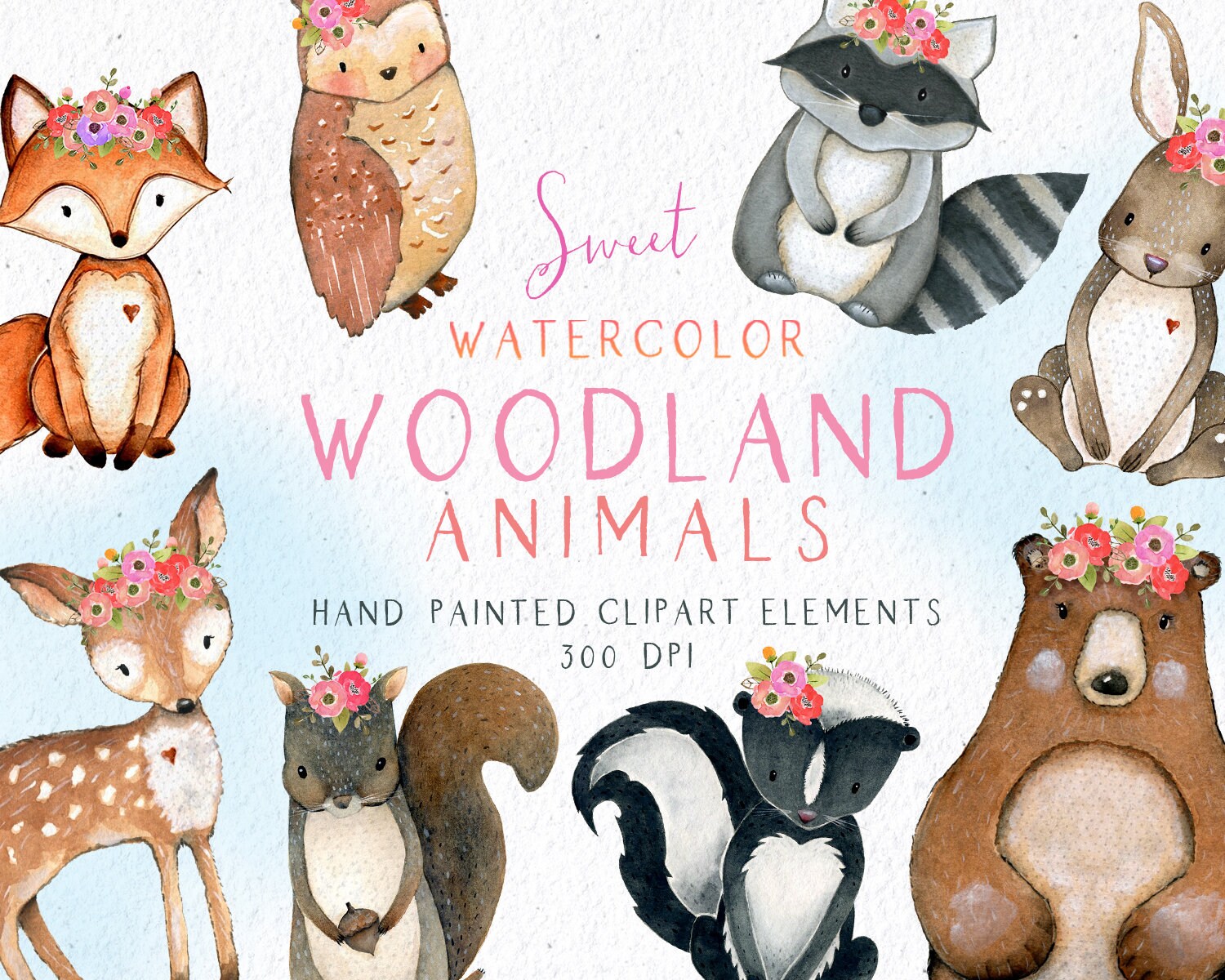 Woodland Animals Clipart Woodland Clip Art Watercolor - Etsy