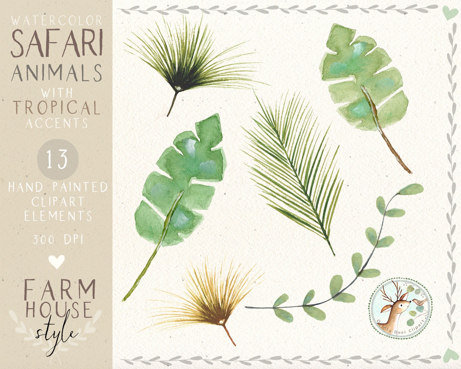 Watercolor Safari Clipart Watercolor Jungle Clipart Safari | Etsy