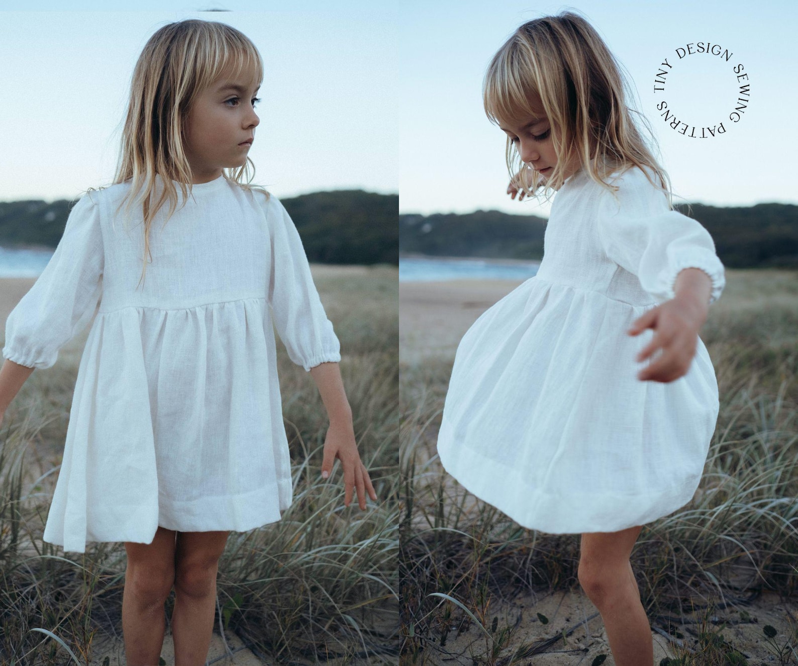 Girls Smock Dress Sewing Pattern | Puff Sleeve, Gathered Waist (PDF ...