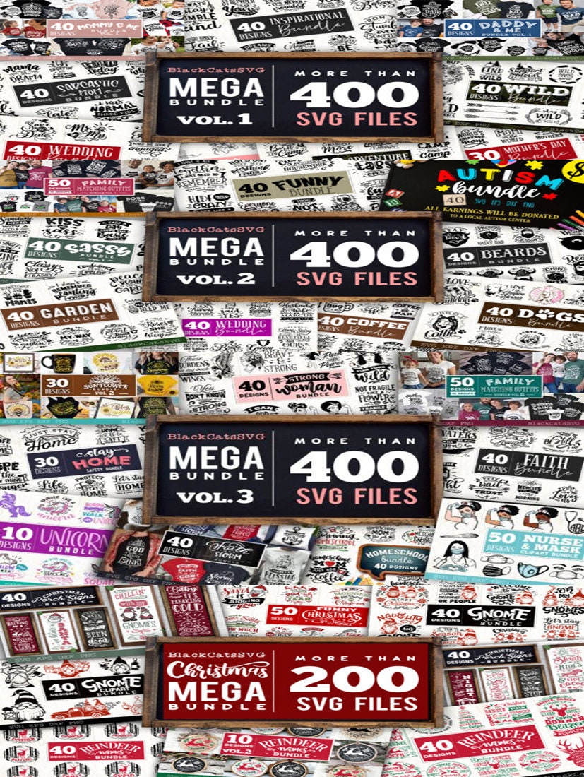 Mega SVG Bundle, T Shirt Designs SVG, Svg Files for Cricut, Silhouette ...