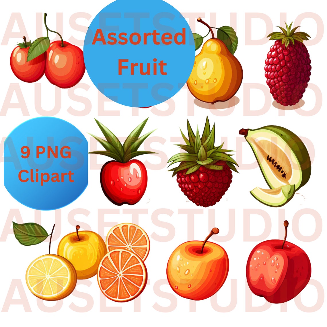 9 Assorted Fruit-clipart Digital Download-png Instant - Etsy