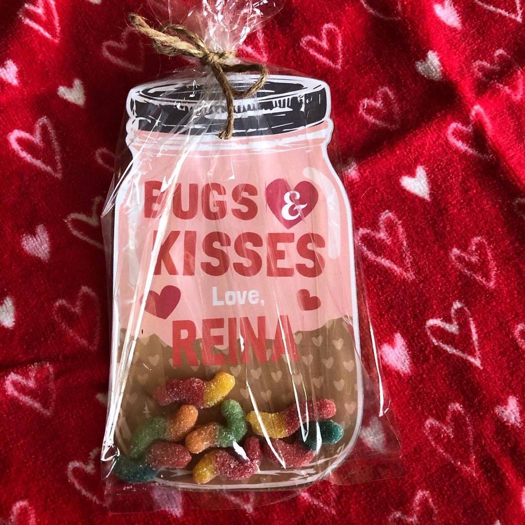 Bugs and Kisses Personalized Valentines//kids Valentines//gummy Worm ...