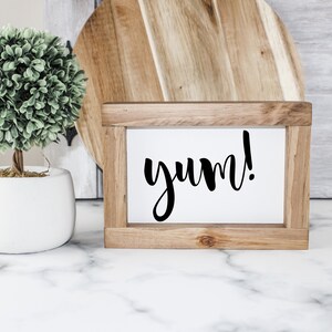 Yum Wood Framed Sign, Farmhouse Kitchen Decor, Table and Counter Decor ...
