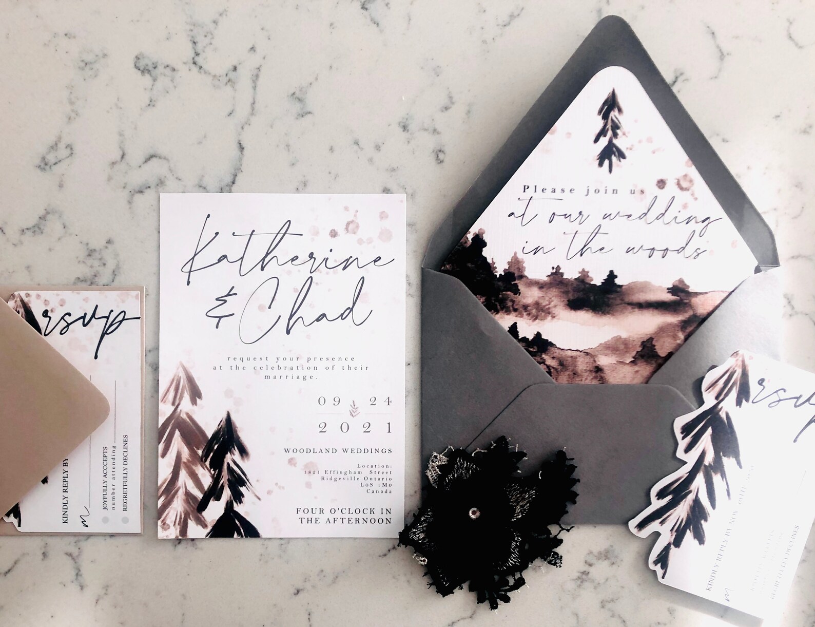 Rustic Wedding Invitation Woodsy Wedding Invitation RSVP - Etsy