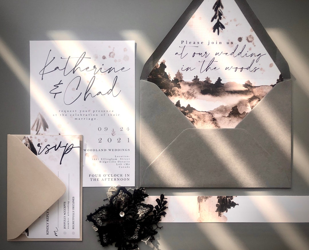 Rustic Wedding Invitation Woodsy Wedding Invitation RSVP Wedding in the ...