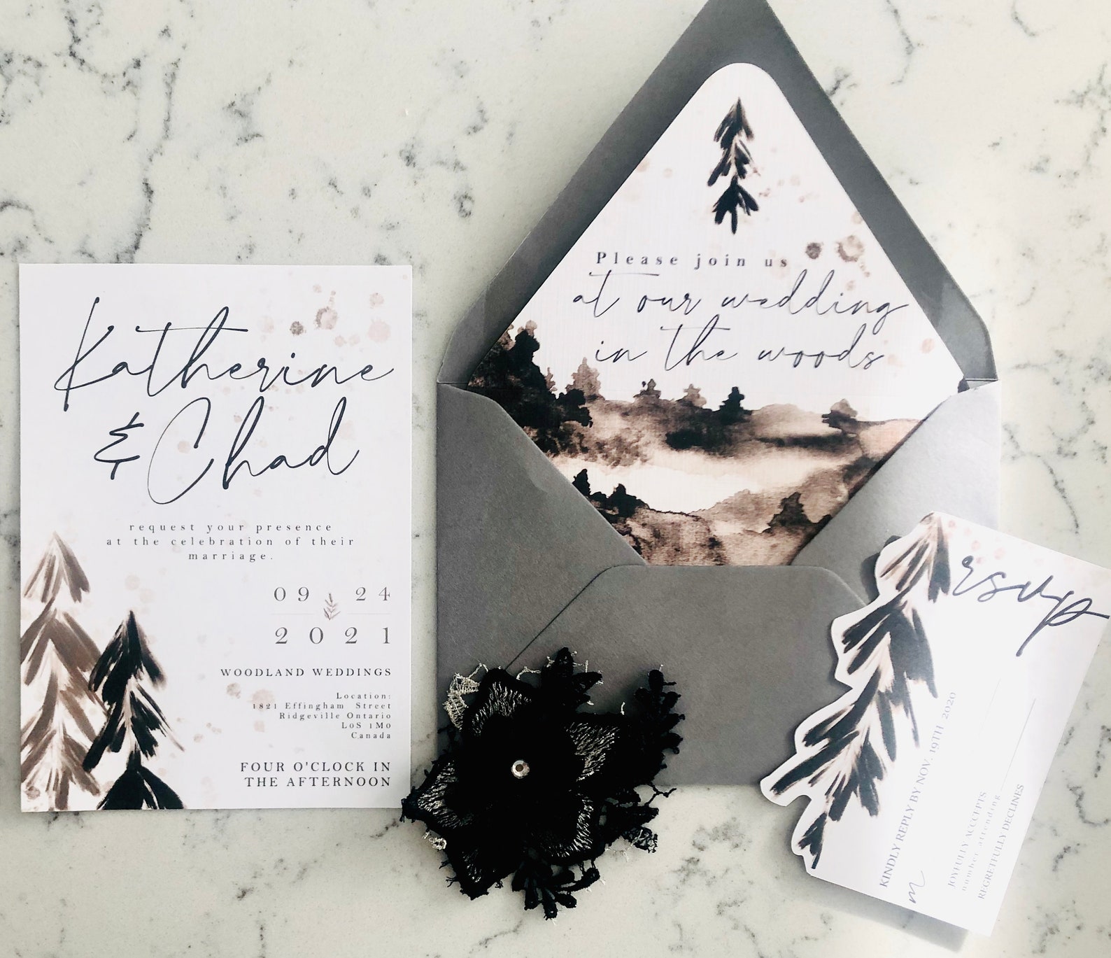 Rustic Wedding Invitation Woodsy Wedding Invitation RSVP | Etsy