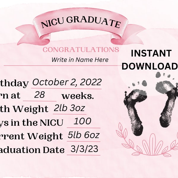 Nicu Graduate Certificate - Etsy