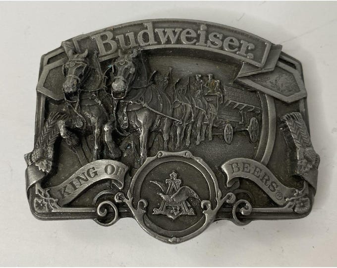 Budweiser Beer Clydesdale Belt Buckle W42 King of Beers Official USA ...