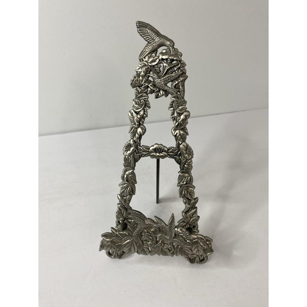 Hummingbird Floral Display Easel Stand Silver Tone Home Decor Book ...