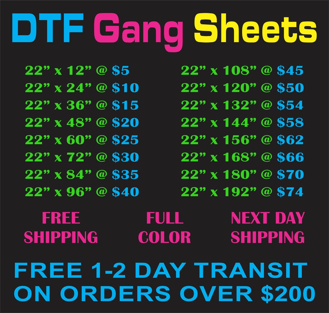 DTF Gang Sheet DTF Transfers Gang Sheets Custom Heat Transfers Bulk DTF Gang Sheets Direct to ...
