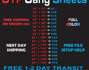 Custom DTF Gang Sheet, DTF Transfers, Direct to Film Transfer, Personalized Heat Print, Bulk DTF ...