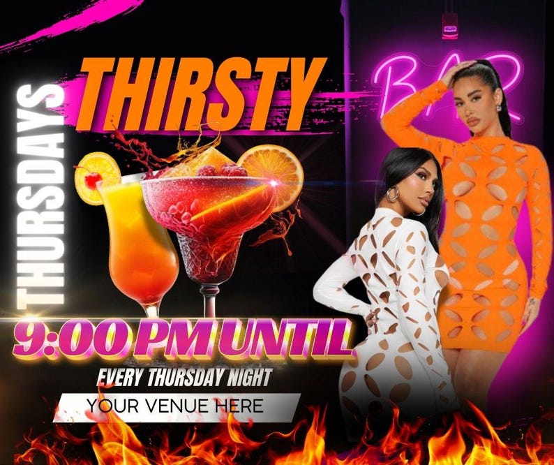 Editable Thirsty Thursday Flyer Template - Etsy