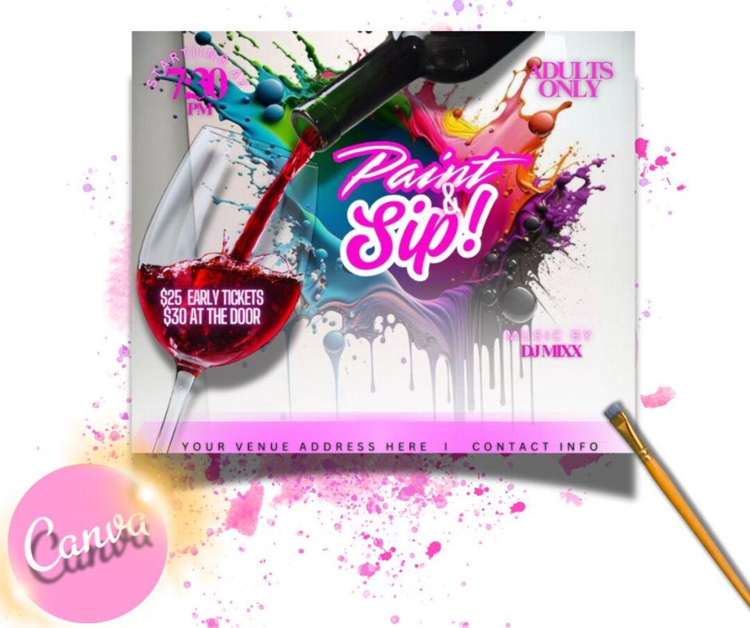 Editable Paint & Sip Template - Etsy