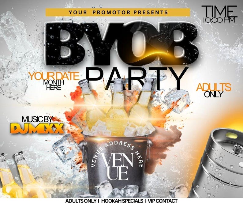 Editable BYOB Party Template - Etsy