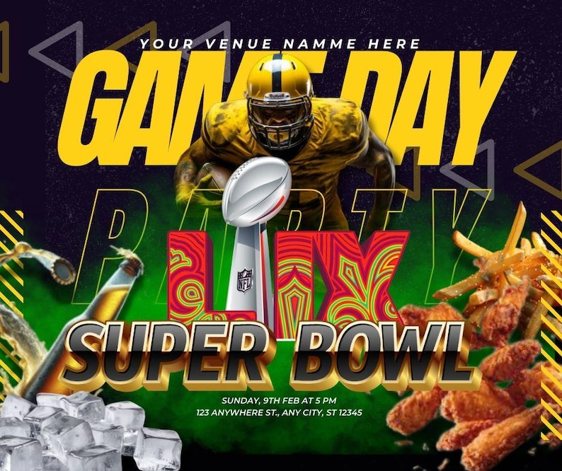 Editable Game Day Super Bowl Party Flyer - Etsy