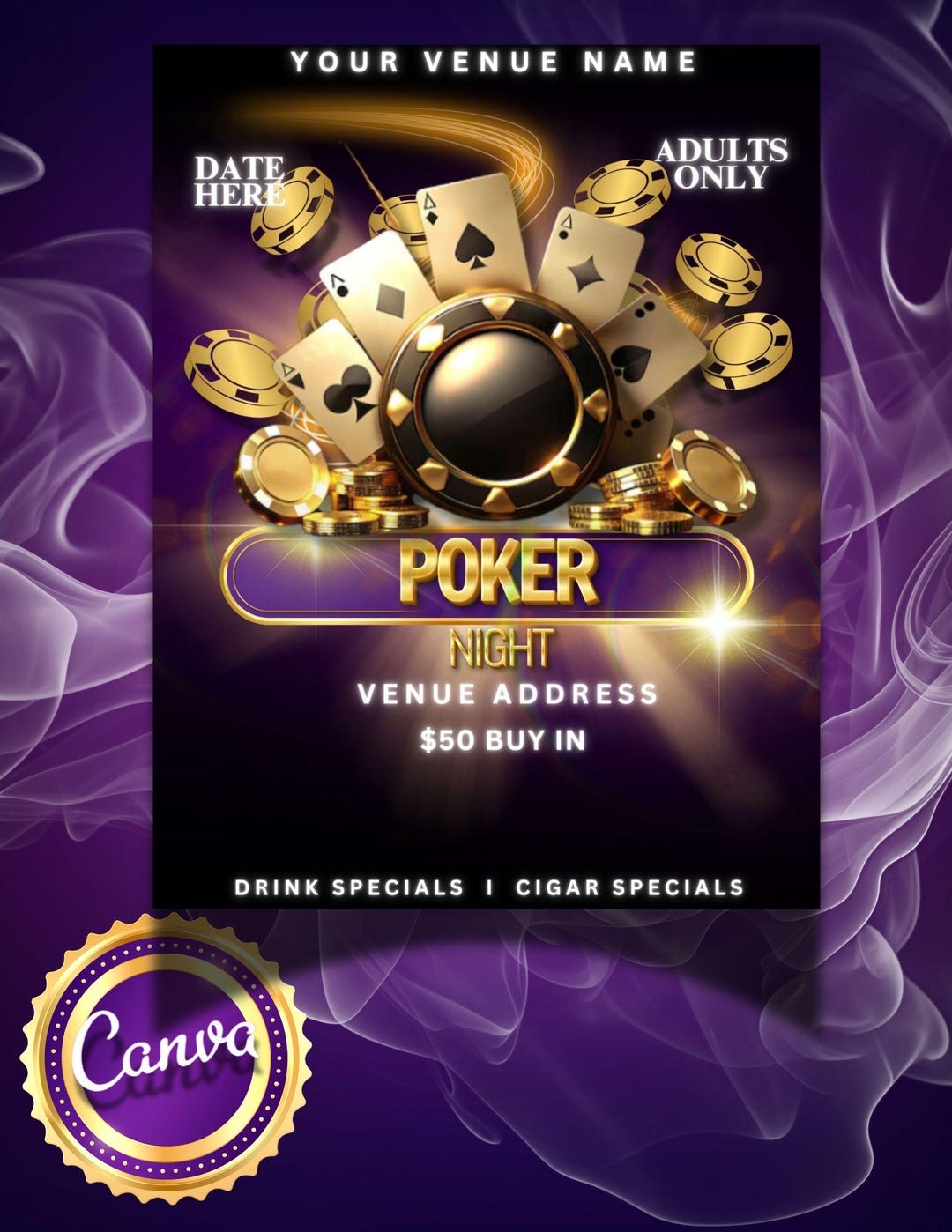 Editable Poker Night Template - Etsy