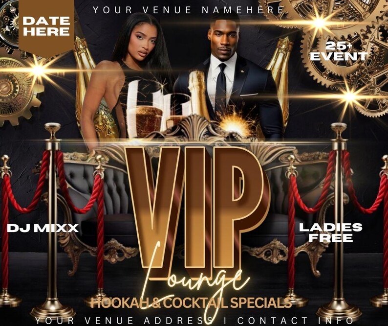 Editable VIP LOUNGE Flyer Template - Etsy