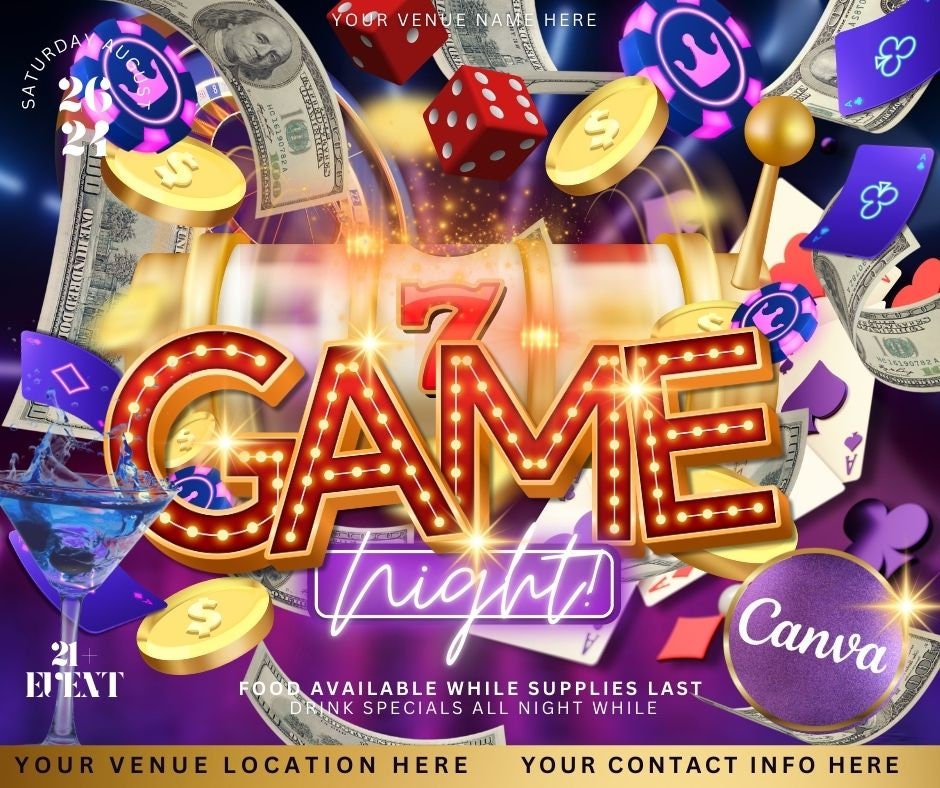 Game Night Editable Party Template - Etsy