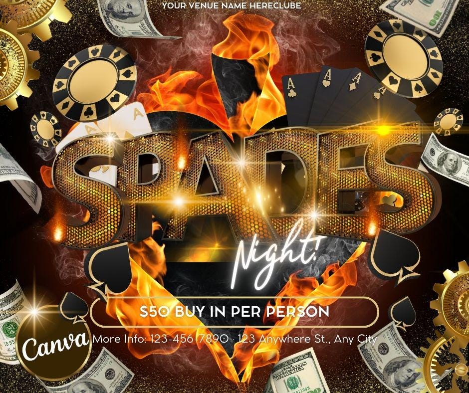 Spades Night Template - Etsy