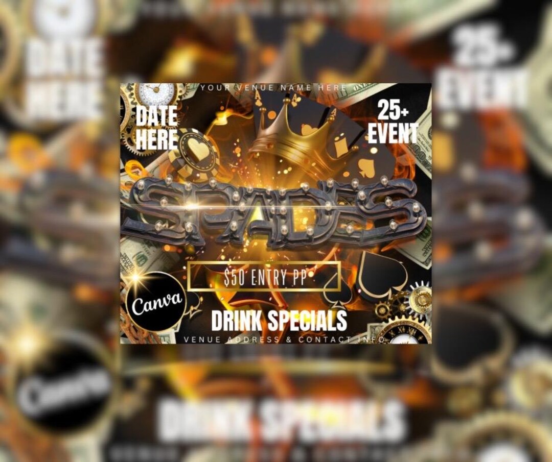 SPADES NIGHT Party Template - Etsy