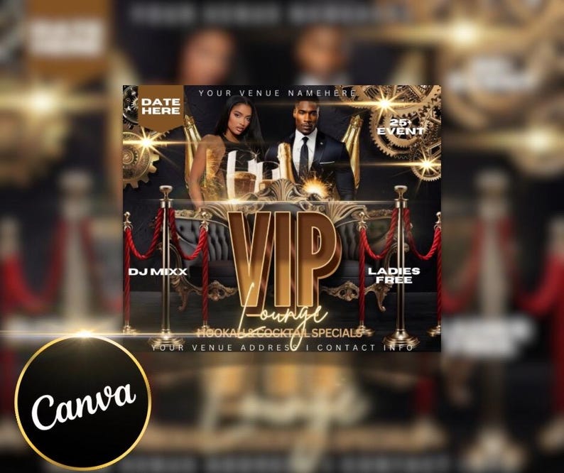 Editable VIP LOUNGE Flyer Template - Etsy