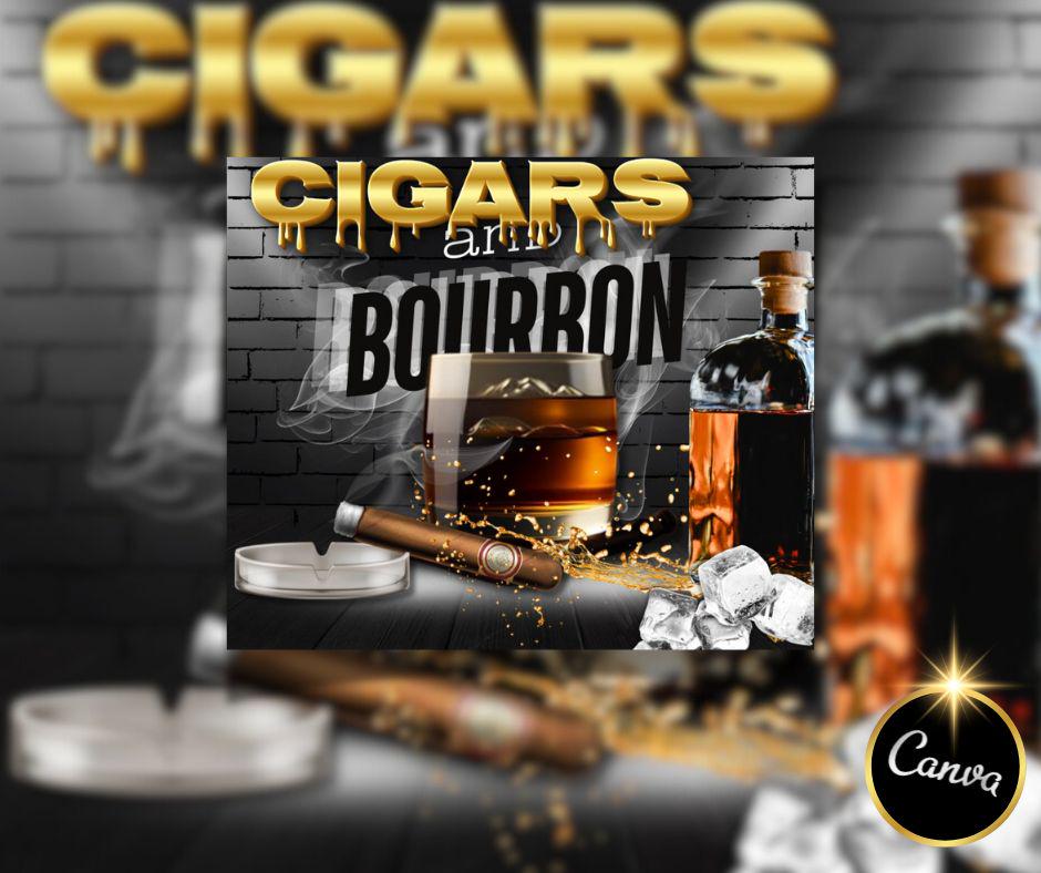 Cigars & Bourbon Flyer Template - Etsy
