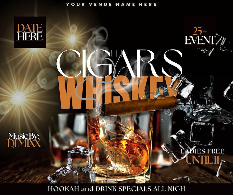 Editable Cigars and Whiskey Flyer - Etsy