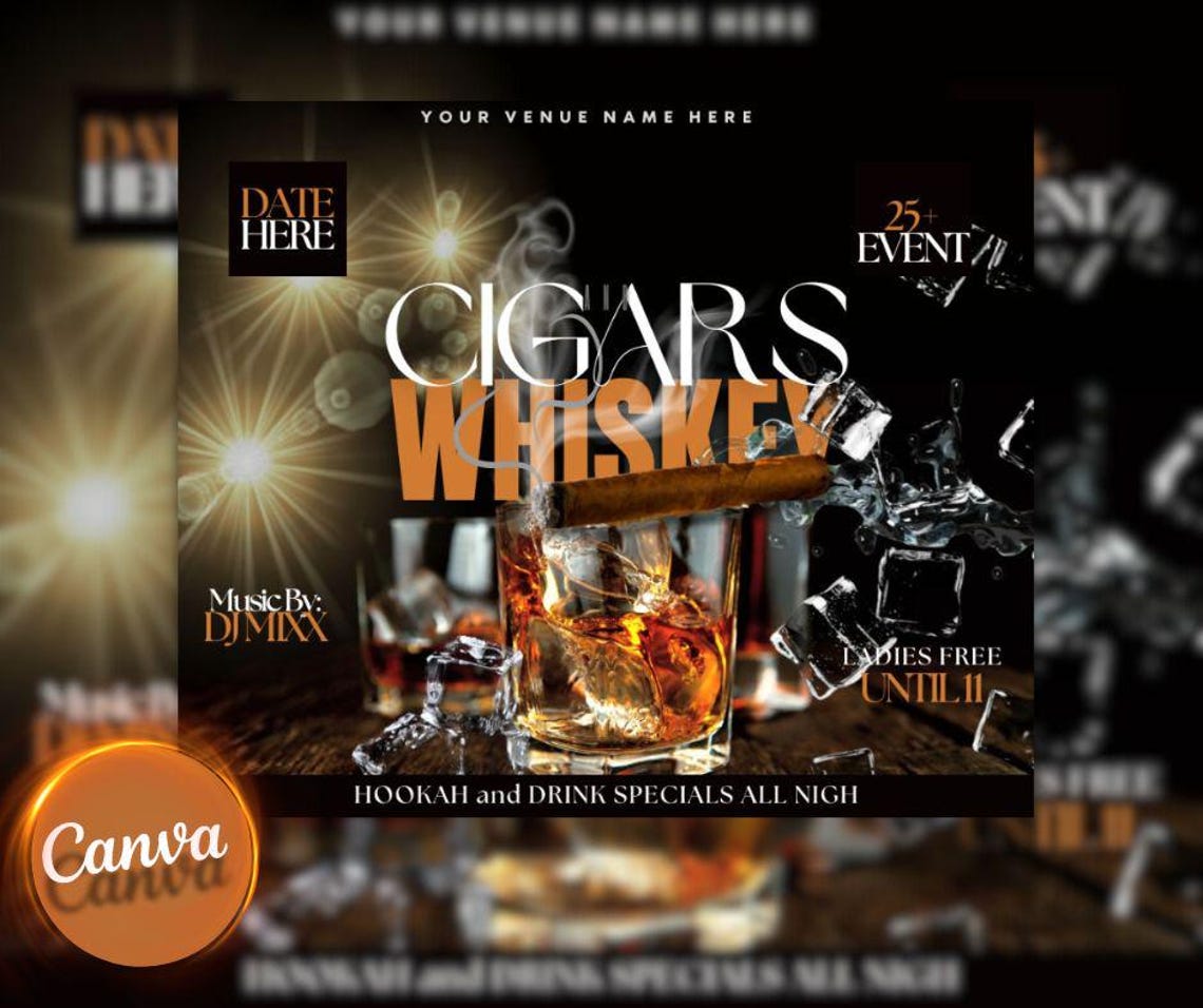Editable Cigars and Whiskey Flyer - Etsy