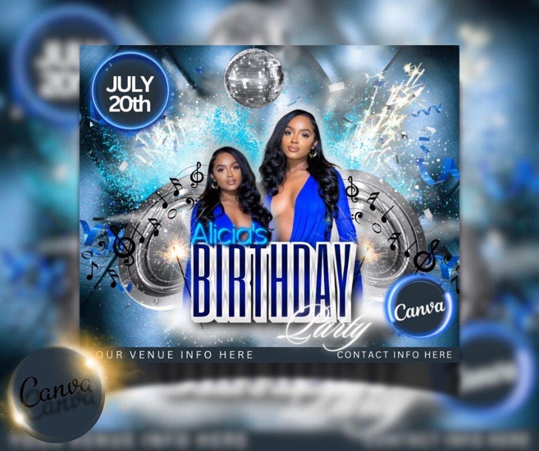 Birthday Template (editable) Blue - Etsy