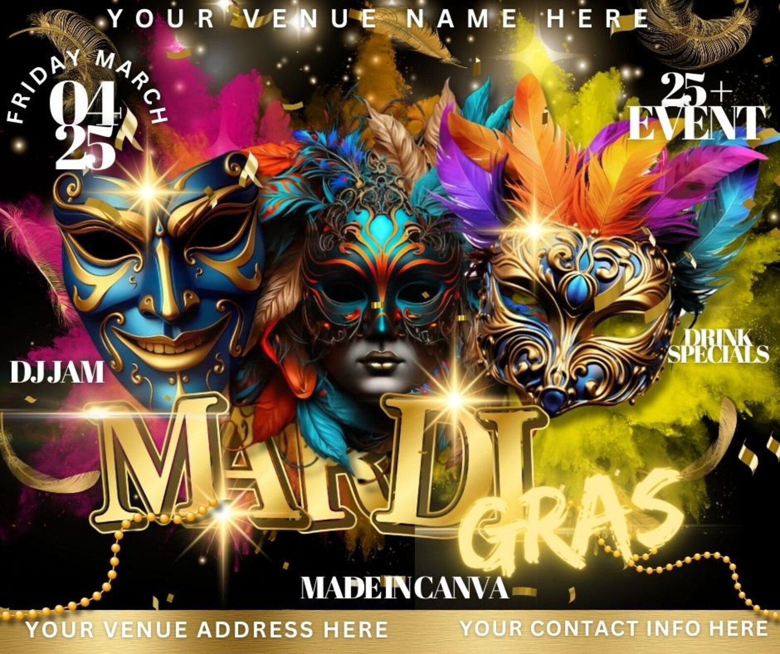 Editable Mardi Gras Party Template - Etsy