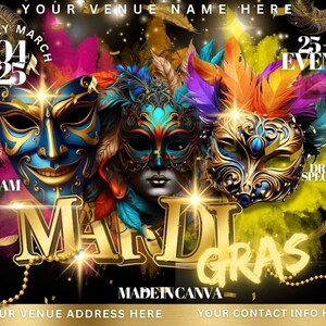 Editable Mardi Gras Party Template - Etsy