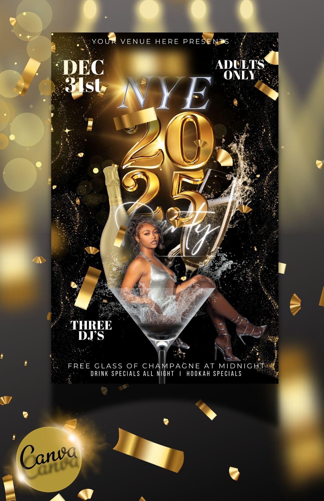 Editable NYE Party Flyer Template - Etsy