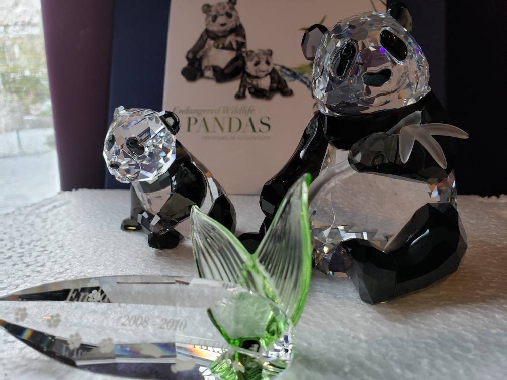 Swarovski Crystal Pandas W/ Original Box and COA - Etsy