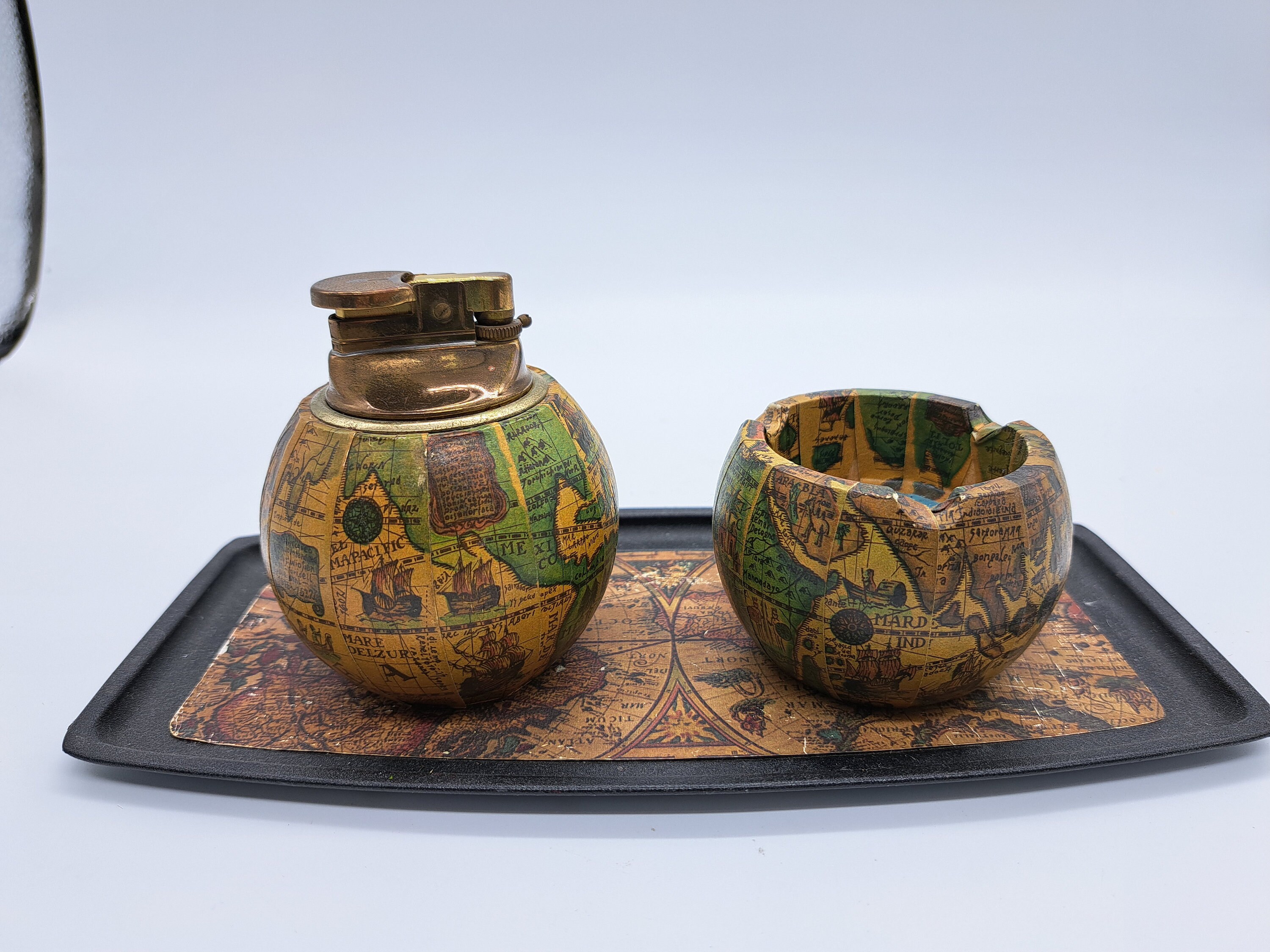Vinatage Rare World Map Lighter and Ash Tray With Tray Made in Japan - Etsy