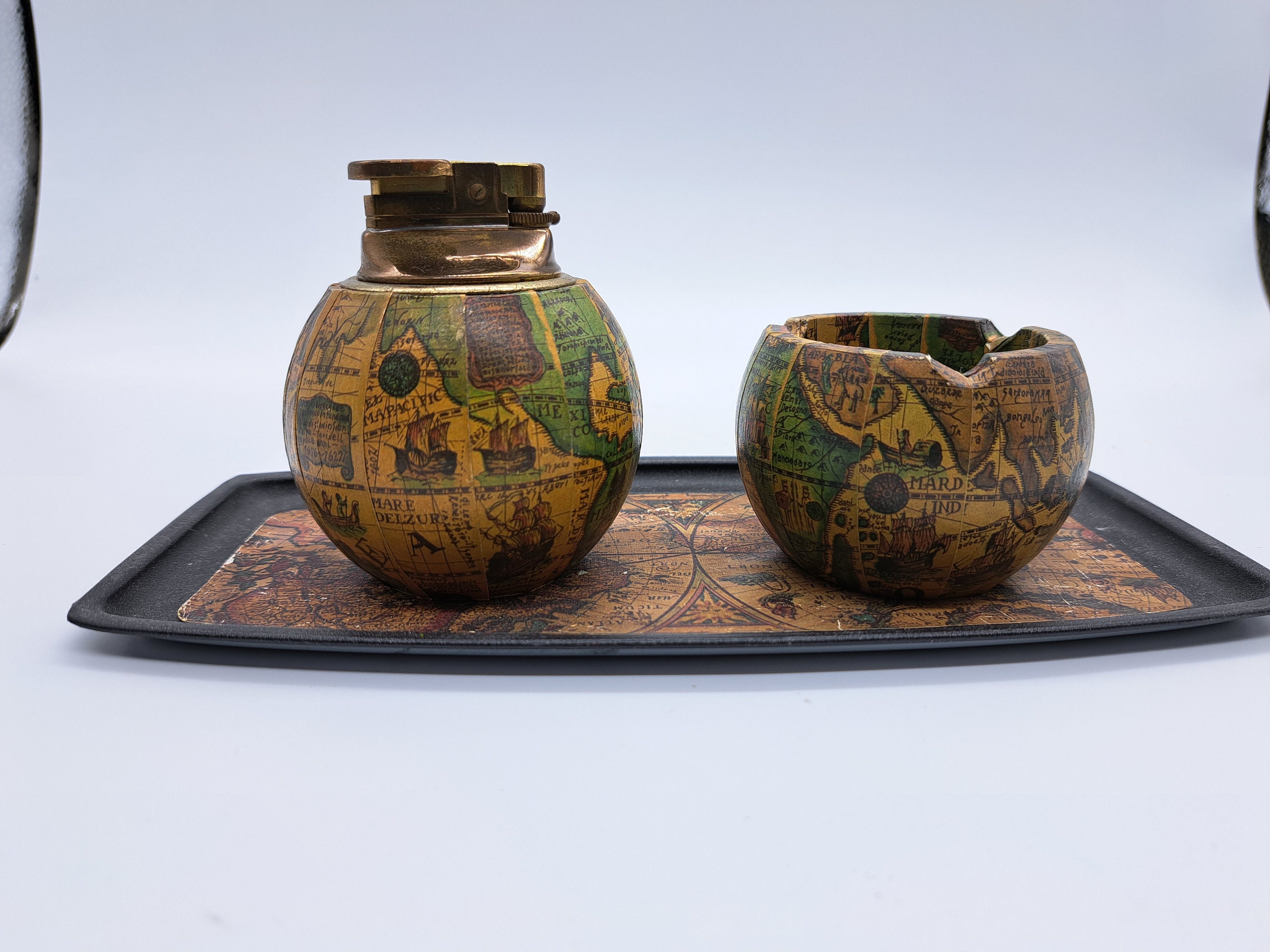 Vinatage Rare World Map Lighter and Ash Tray With Tray Made in Japan - Etsy