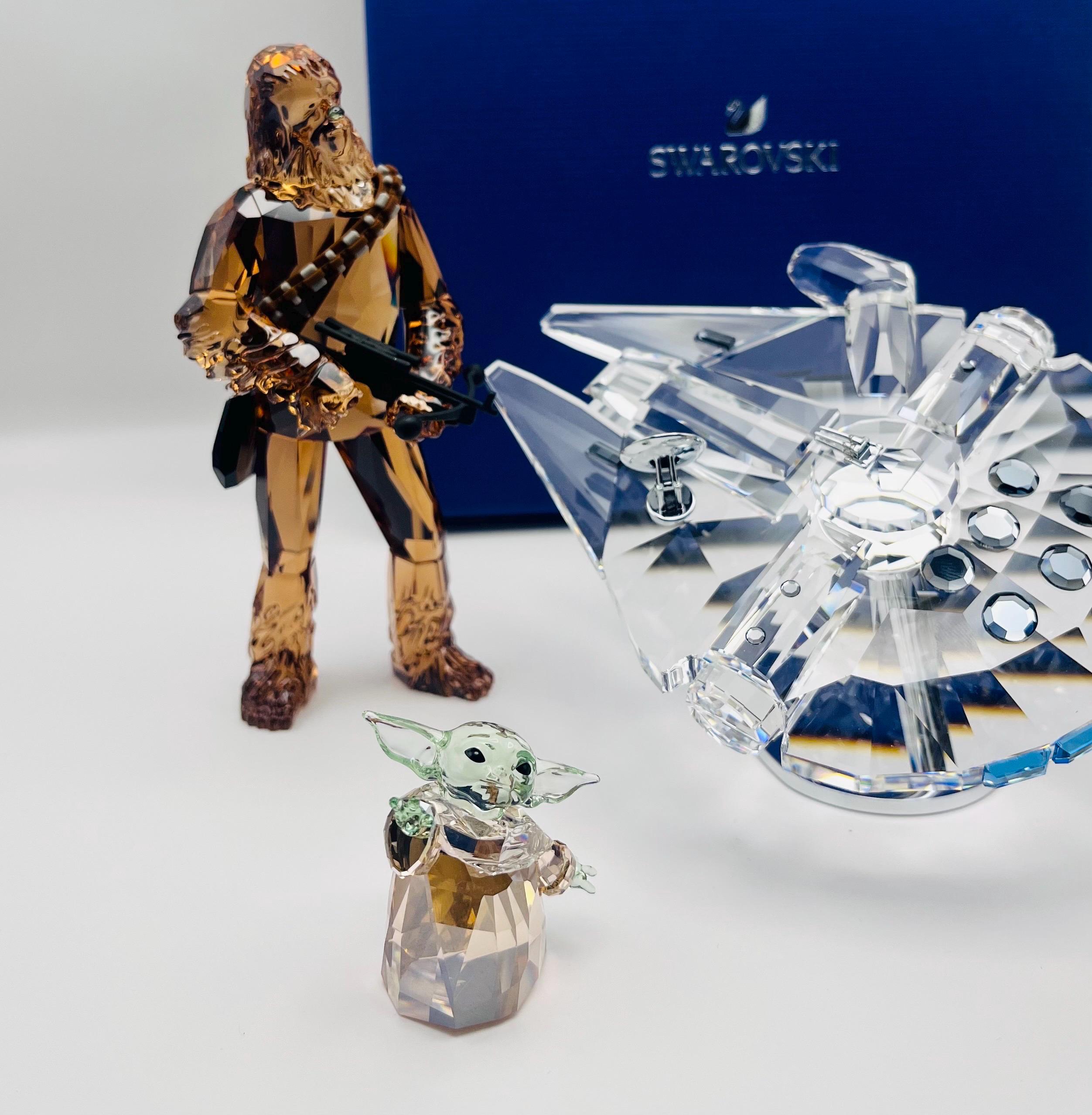 Swarovski Crystal Star Wars Figurines: Yoda, Mandalorian, Chewbacca ...