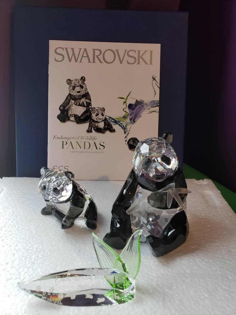 Swarovski Crystal Pandas W/ Original Box and COA - Etsy